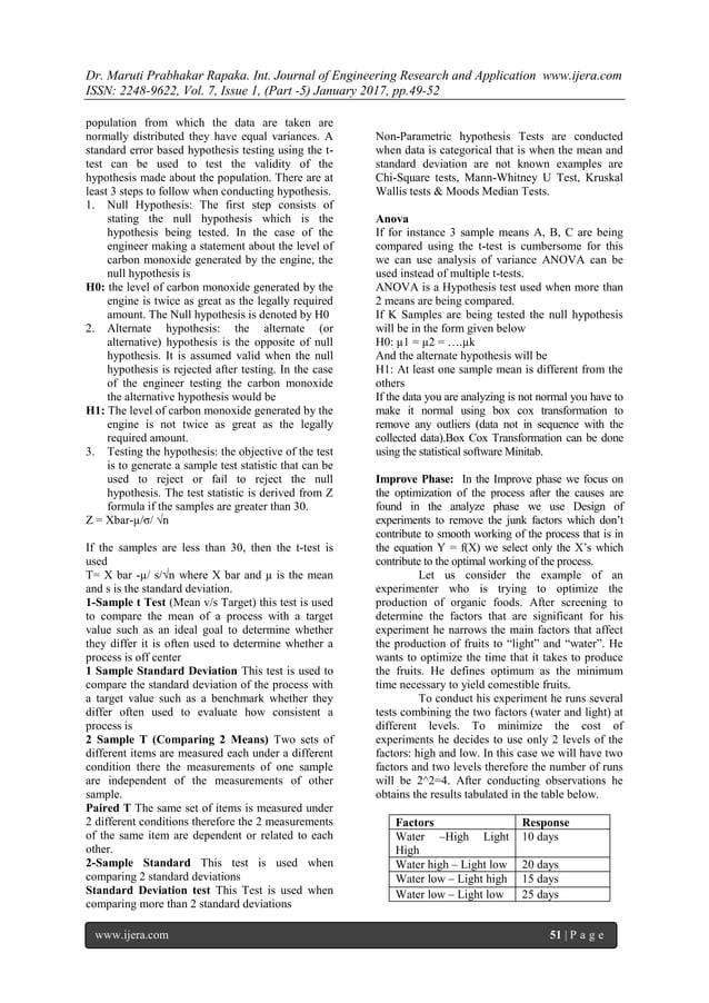 Six Sigma Methods and Formulas for Successful Quality Management | PDF ...