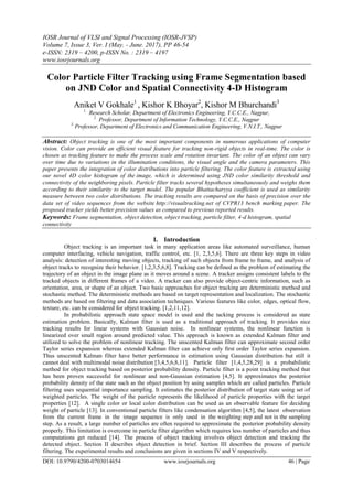 Color Particle Filter Tracking using Frame Segmentation based on JND Color and Spatial ...