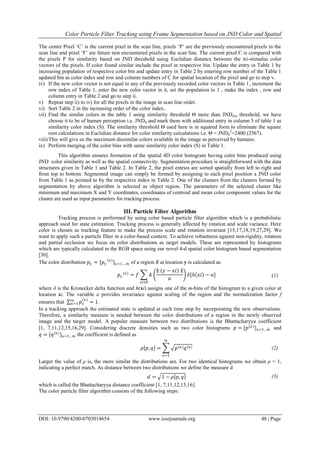 Color Particle Filter Tracking using Frame Segmentation based on JND Color and Spatial ...