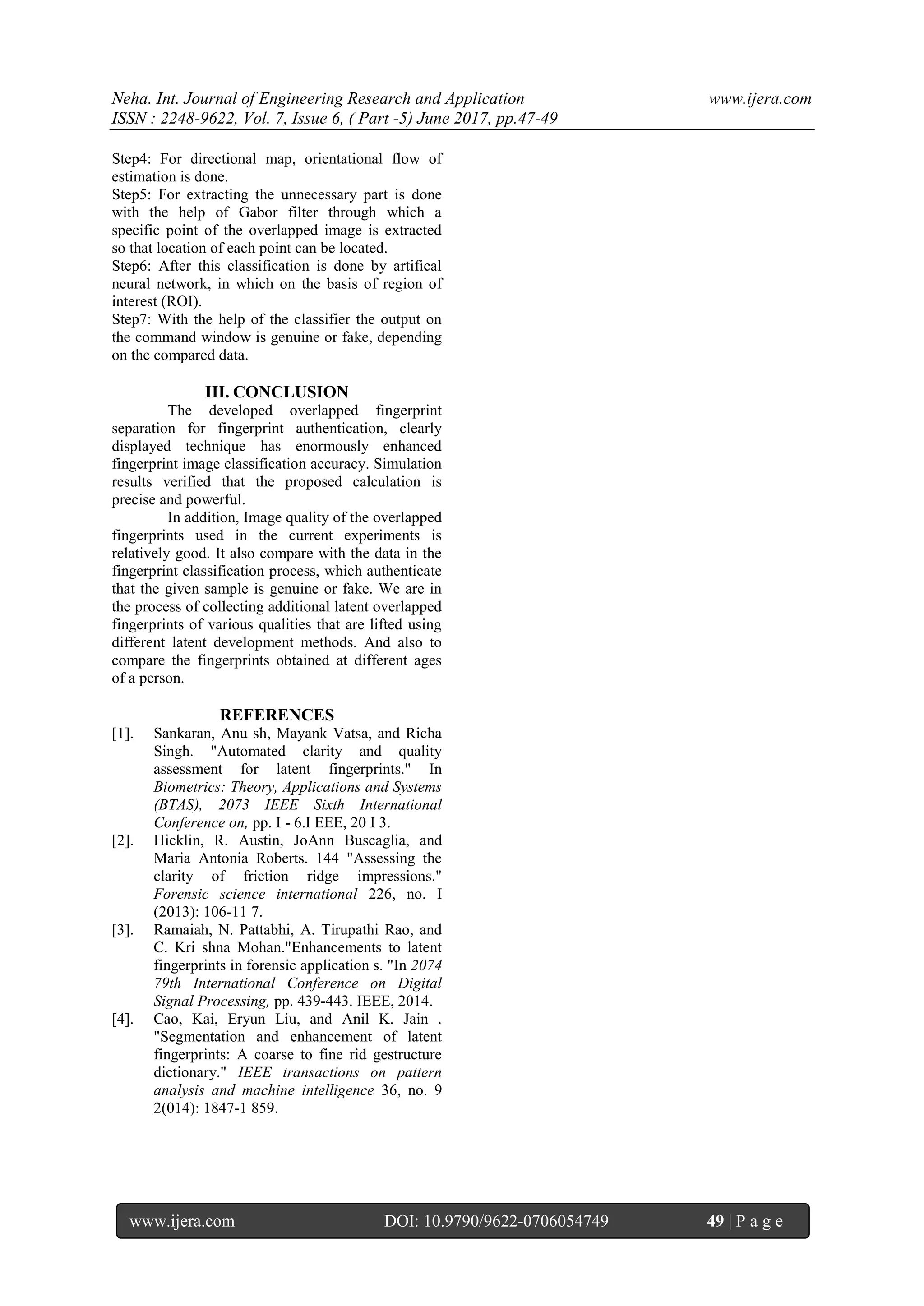 Overlapped Fingerprint Separation for Fingerprint Authentication | PDF