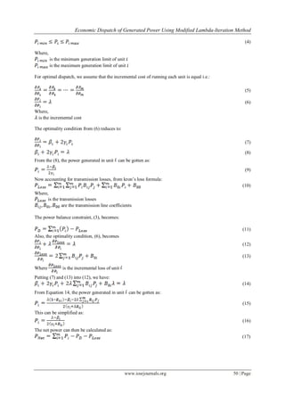 Economic Dispatch of Generated Power Using Modified Lambda-Iteration Method | PDF | Computer ...