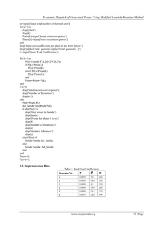 Economic Dispatch of Generated Power Using Modified Lambda-Iteration Method | PDF | Computer ...