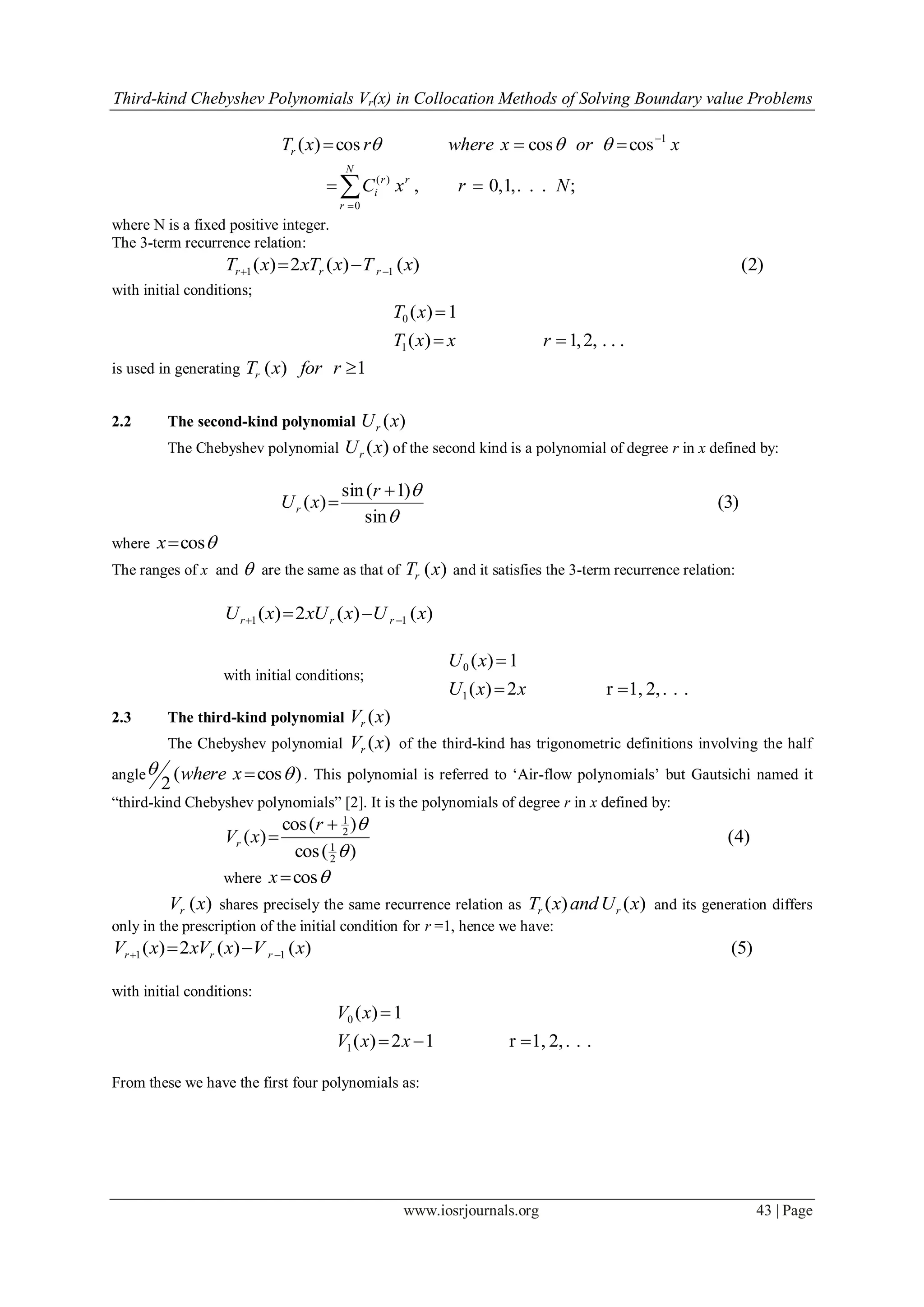 Third-kind Chebyshev Polynomials Vr(x) in Collocation Methods of Solving Boundary value Problems ...
