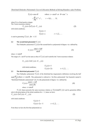 Third-kind Chebyshev Polynomials Vr(x) in Collocation Methods of Solving Boundary value Problems ...
