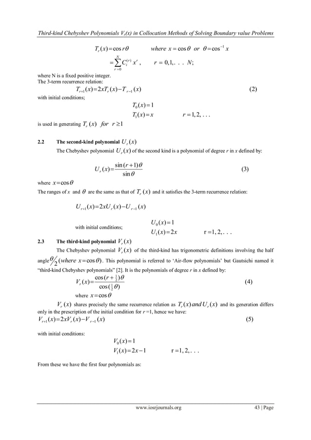 Third-kind Chebyshev Polynomials Vr(x) in Collocation Methods of Solving Boundary value Problems ...