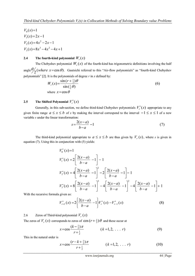 Third-kind Chebyshev Polynomials Vr(x) in Collocation Methods of Solving Boundary value Problems ...