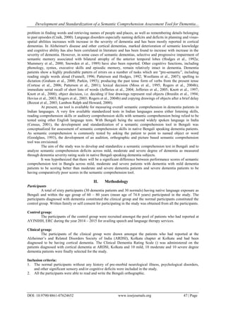 Development and Standardization of a Semantic Comprehension Assessment ...