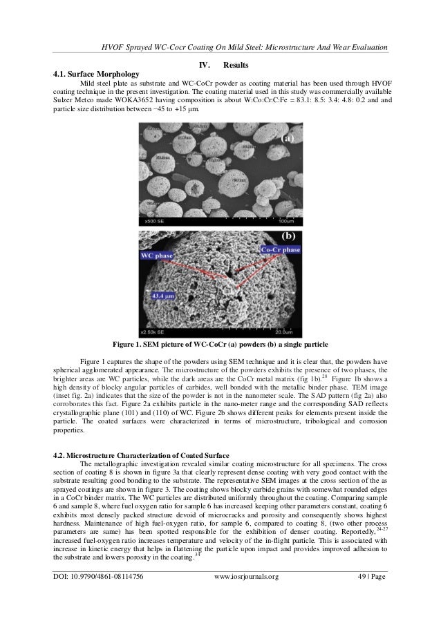 HVOF Sprayed WC-Cocr Coating on Mild Steel: Microstructure and Wear E…