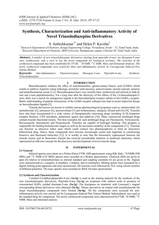 Synthesis, Characterization and Anti-inflammatory Activity of Novel Triazolodiazepine ...