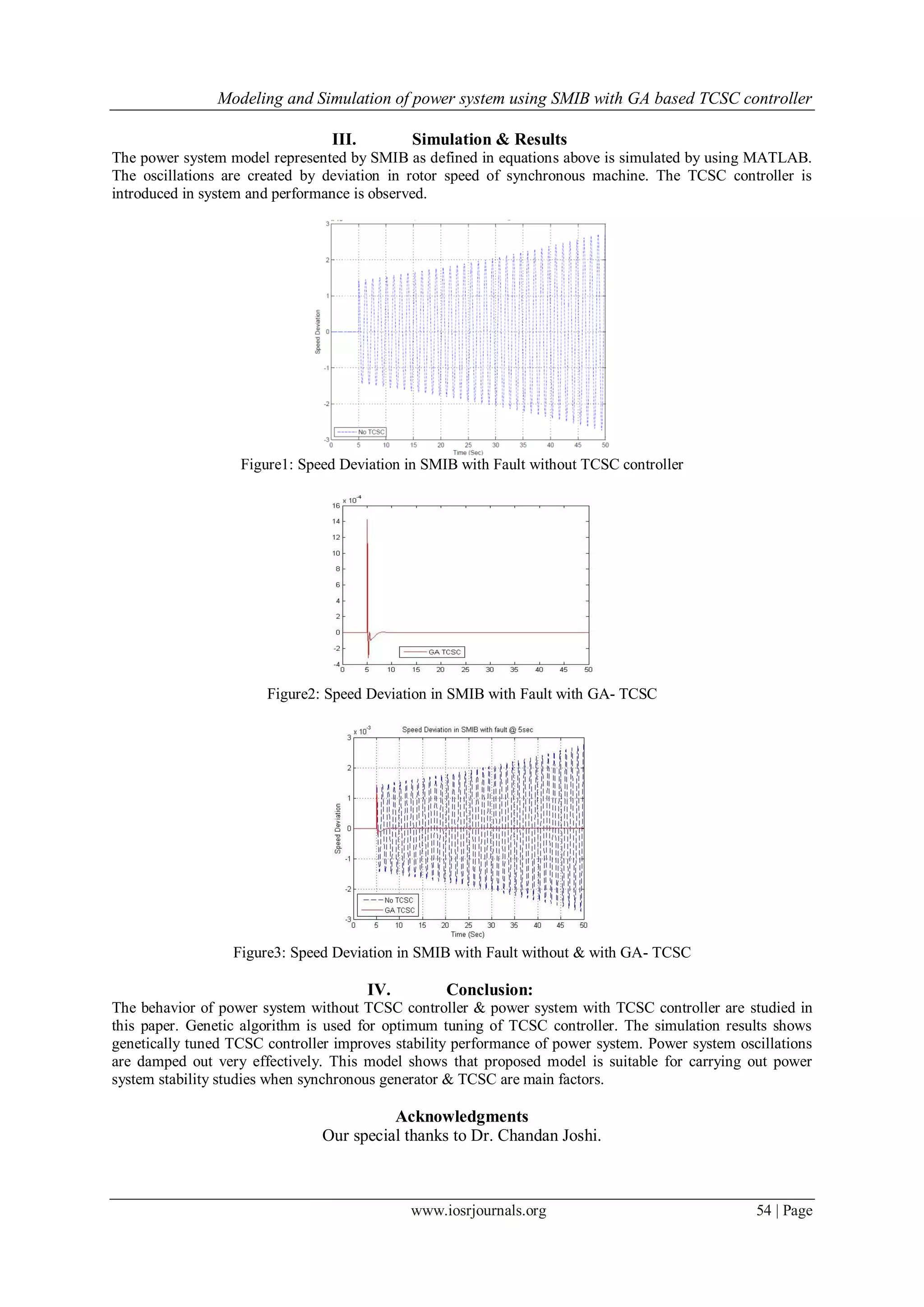 Modeling and Simulation of power system using SMIB with GA based TCSC controller | PDF