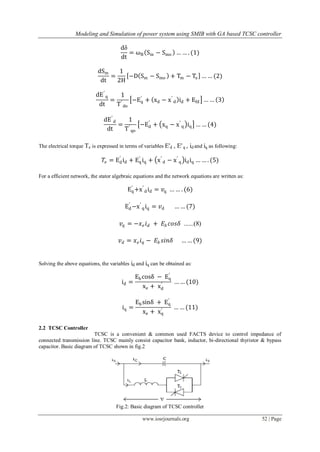 Modeling and Simulation of power system using SMIB with GA based TCSC controller | PDF