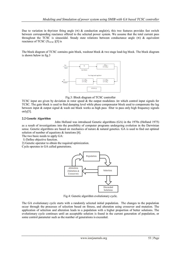 Modeling and Simulation of power system using SMIB with GA based TCSC controller | PDF