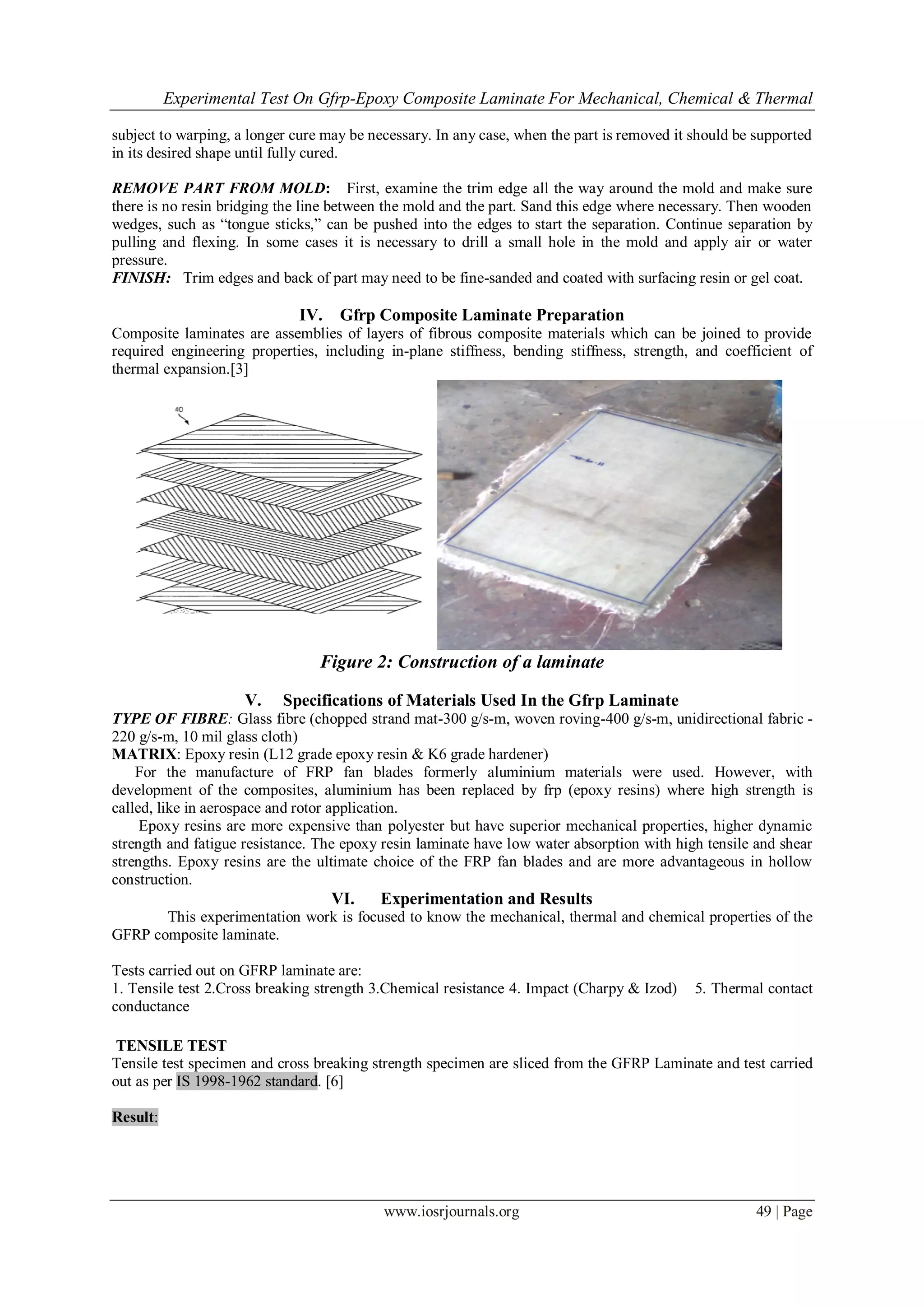 Experimental Test on Gfrp-Epoxy Composite Laminate for Mechanical ...