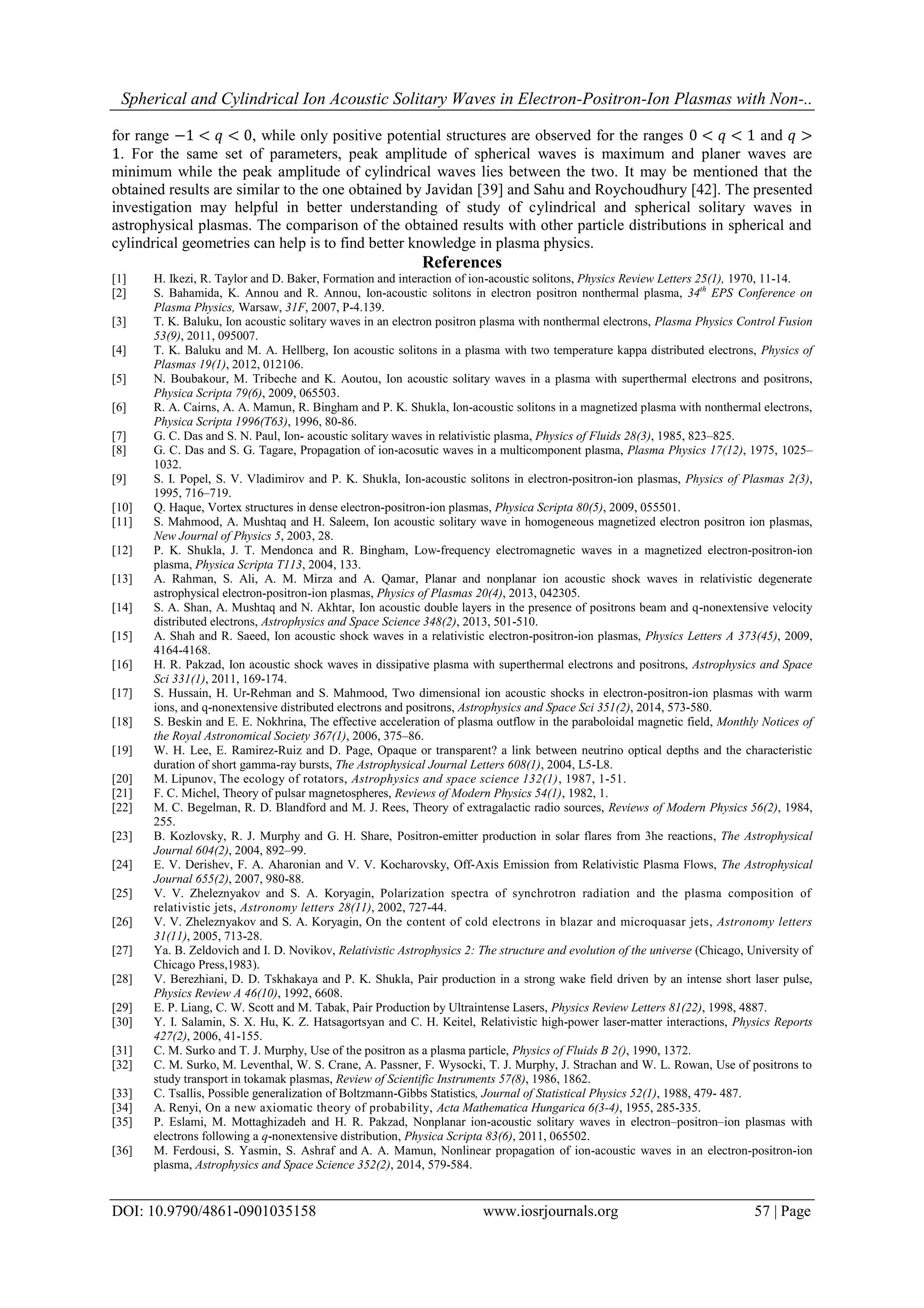 Spherical and Cylindrical Ion Acoustic Solitary Waves in Electron ...