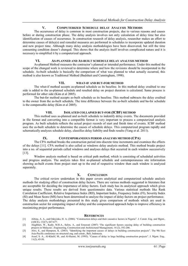 Statistical Methods for Construction Delay Analysis | PDF