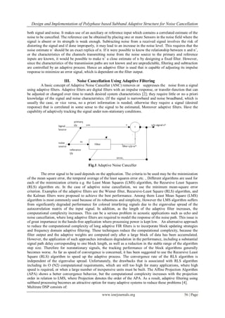 Design and Implementation of Polyphase based Subband Adaptive Structure for Noise Cancellation ...