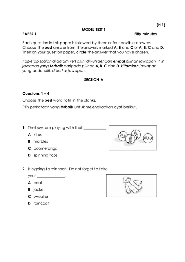 ENGLISH PAPER 1 SECTION A High level | DOCX