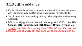 Chương 3 Ngôn ngữ truy vấn có cấu trúc (SQL) | PDF