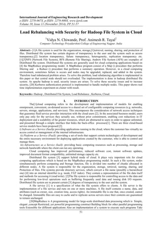 Load Rebalancing with Security for Hadoop File System in Cloud | PDF | Cloud Computing | Internet
