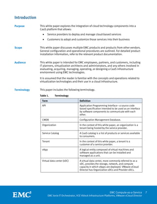 White Paper: EMC Compute-as-a-Service — EMC Ionix IT Orchestrator, VCE Vblock Infrastructure ...