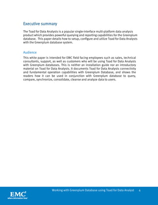 Whitepaper : Working with Greenplum Database using Toad for Data ...