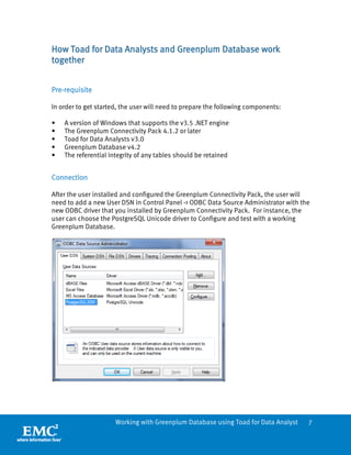 Whitepaper : Working with Greenplum Database using Toad for Data Analysts | PDF