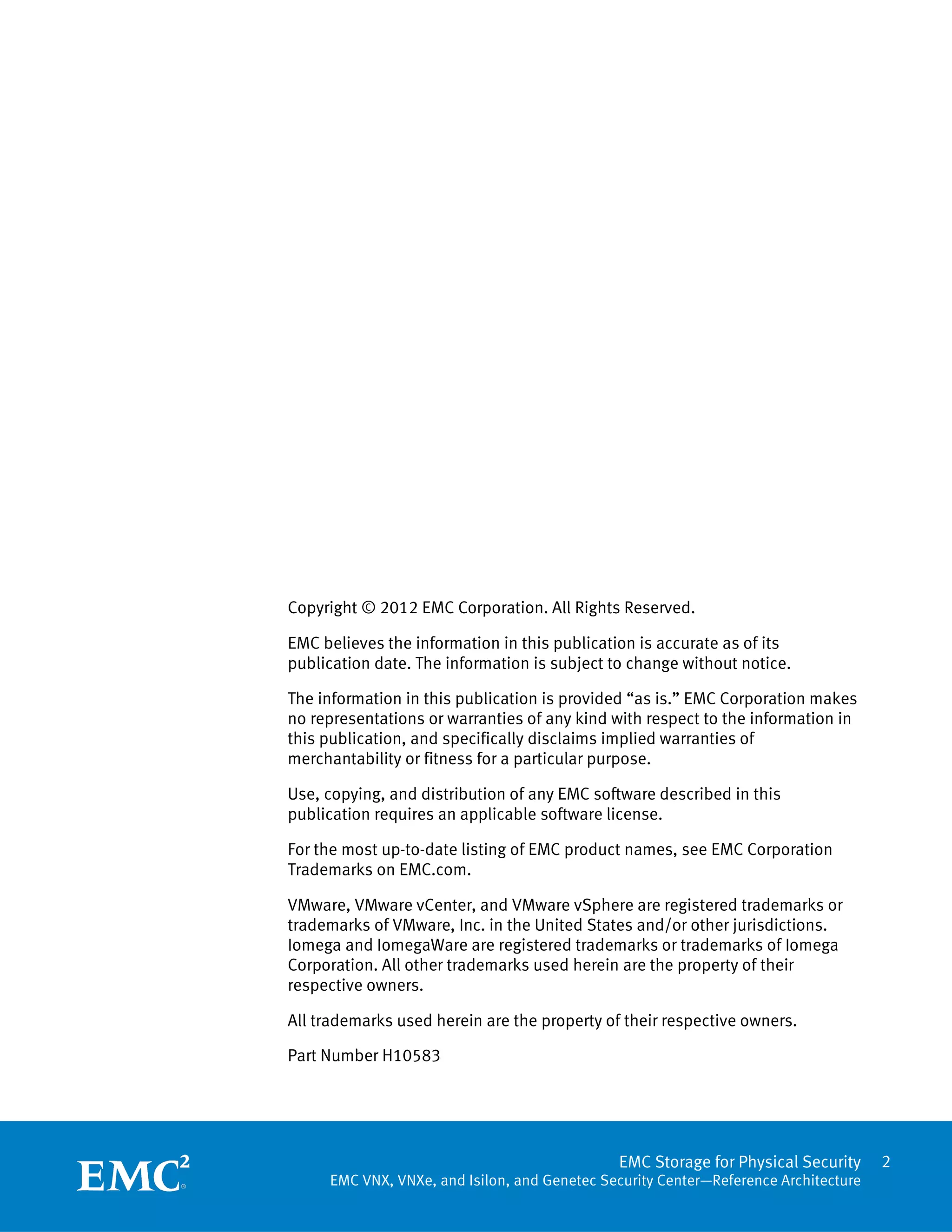 EMC Storage for Physical Security EMC VNX, VNXe, and Isilon, and Genetec Security Center ...