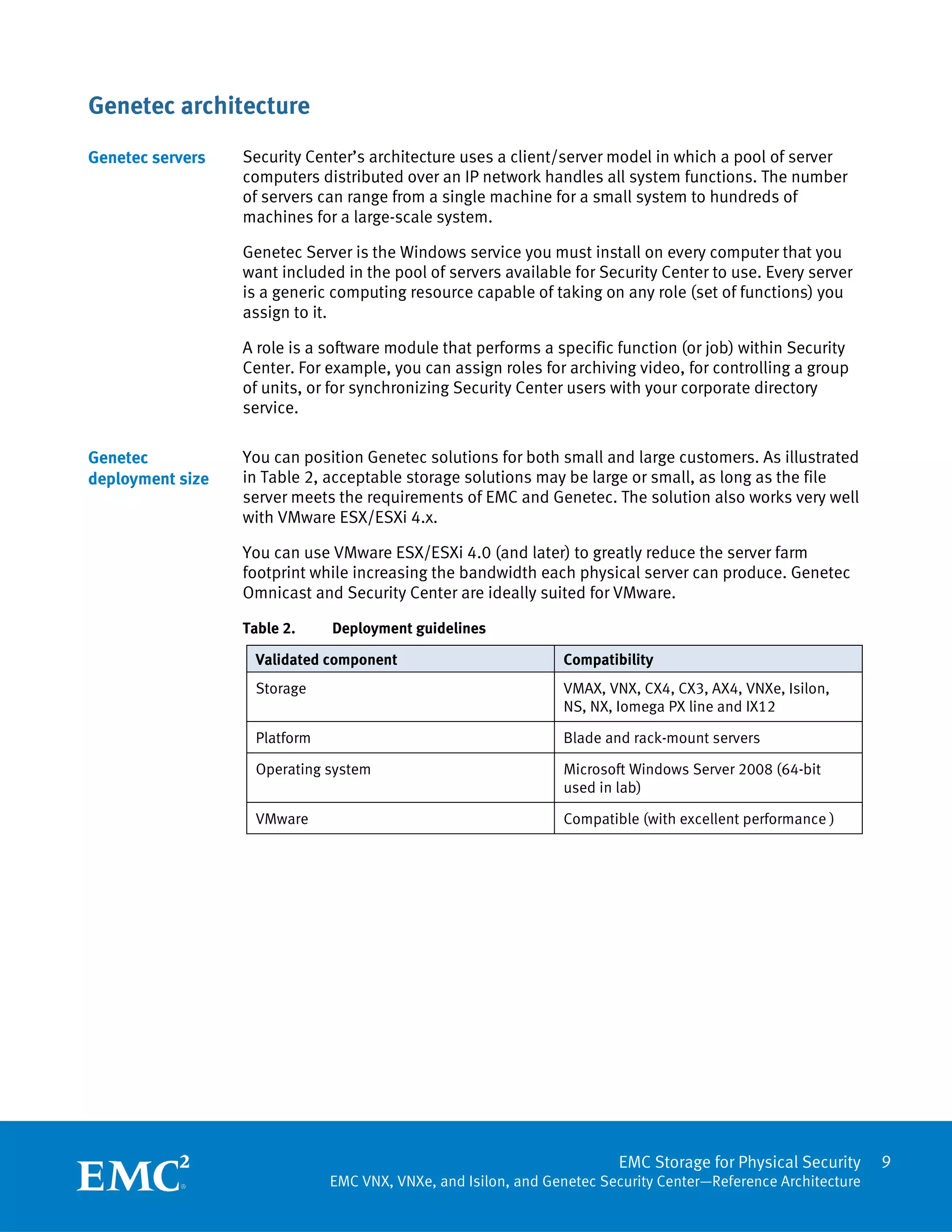 EMC Storage for Physical Security EMC VNX, VNXe, and Isilon, and ...
