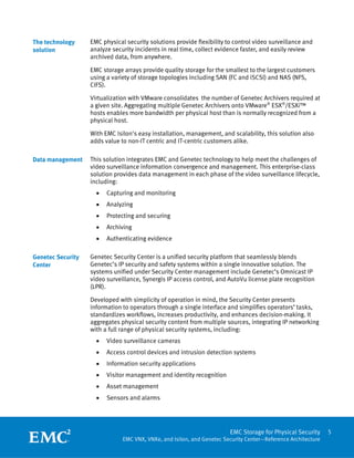 EMC Storage for Physical Security EMC VNX, VNXe, and Isilon, and Genetec Security Center ...