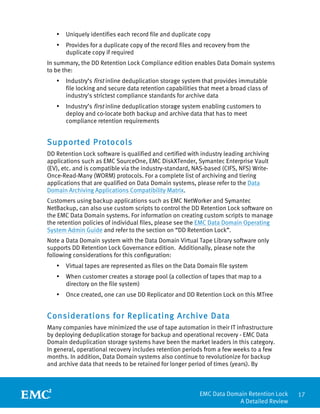 EMC Data Domain Retention Lock Software: Detailed Review | PDF