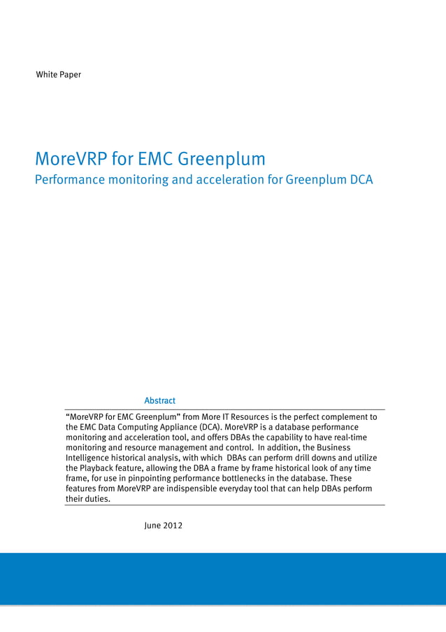 White Paper: MoreVRP for EMC Greenplum | PDF