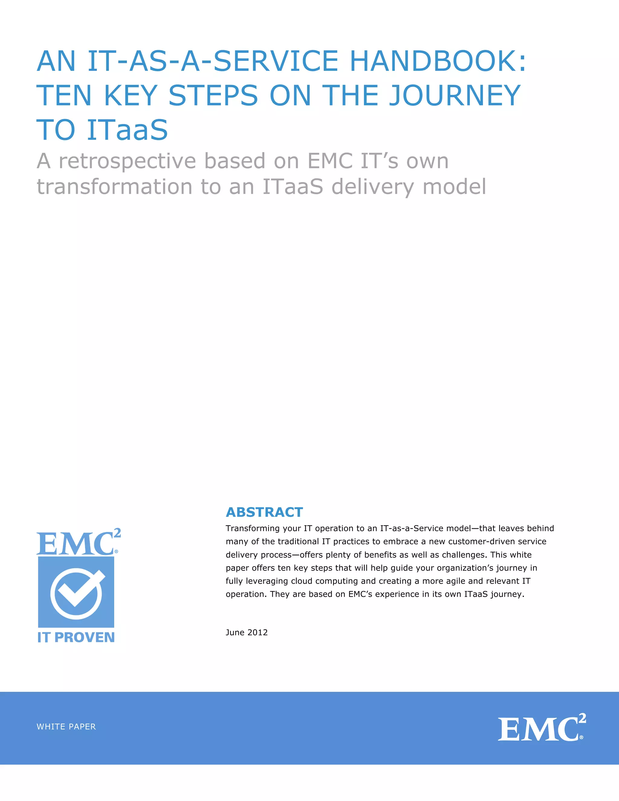 An IT-as-a-Service Handbook: 10 Key Steps on the Journey to ITaaS | PDF