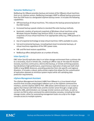 Backup and Recovery Solution for VMware vSphere on EMC Isilon Storage | PDF