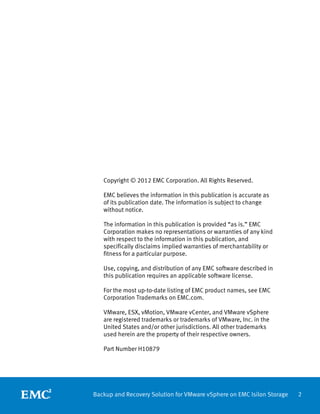 Backup and Recovery Solution for VMware vSphere on EMC Isilon Storage | PDF