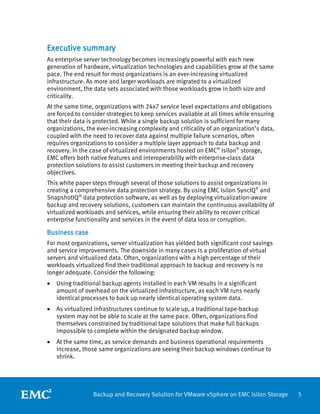 Backup and Recovery Solution for VMware vSphere on EMC Isilon Storage | PDF