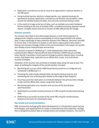 Backup and Recovery Solution for VMware vSphere on EMC Isilon Storage | PDF