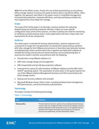 Backup and Recovery Solution for VMware vSphere on EMC Isilon Storage | PDF