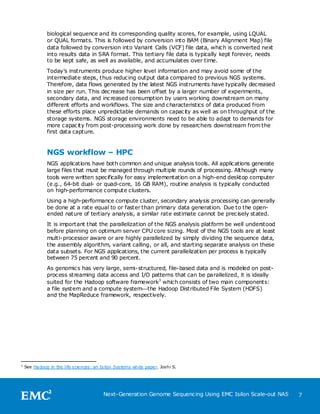 White Paper: Next-Generation Genome Sequencing Using EMC Isilon Scale-Out NAS: Sizing and ...