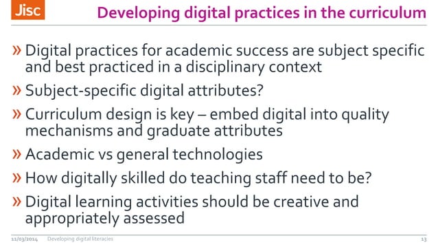 Developing digital literacies - Sarah Davies - Jisc Digital Festival 2014