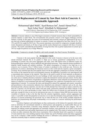 Partial Replacement of Cement by Saw Dust Ash in Concrete A Sustainable ...