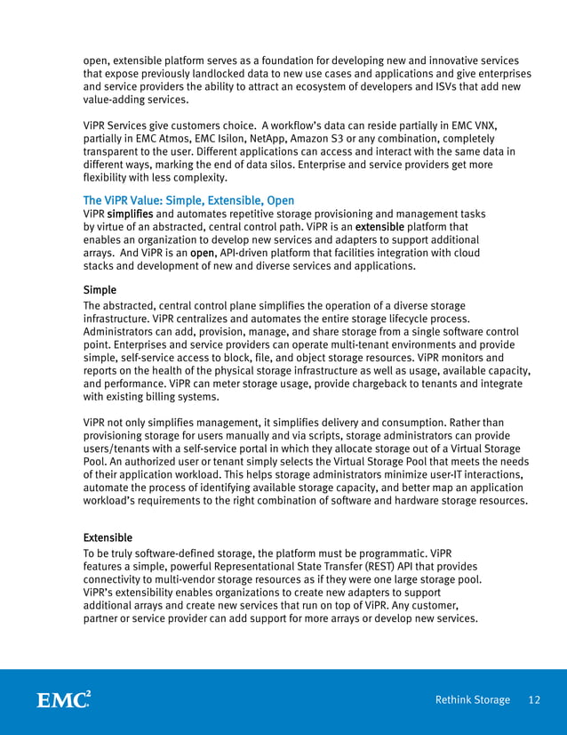 Rethink Storage: Transform the Data Center with EMC ViPR Software ...