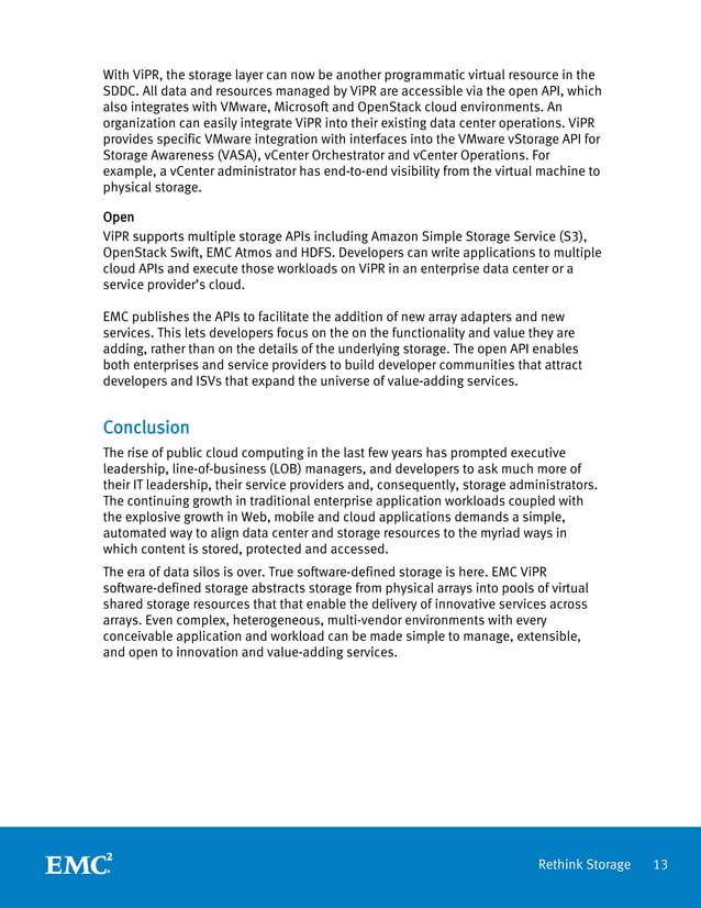Rethink Storage: Transform the Data Center with EMC ViPR Software ...