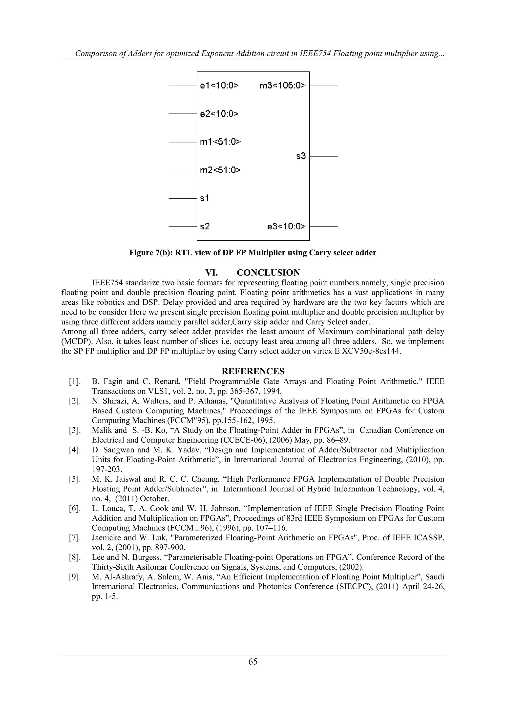 Comparison of Adders for optimized Exponent Addition circuit in IEEE754 Floating point ...