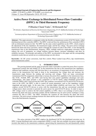 Active Power Exchange in Distributed Power-Flow Controller (DPFC) At Third Harmonic Frequency | PDF