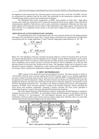 Active Power Exchange in Distributed Power-Flow Controller (DPFC) At Third Harmonic Frequency | PDF