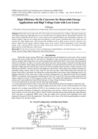High Efficiency Dc-Dc Converter for Renewable Energy Applications and High Voltage Gain with ...