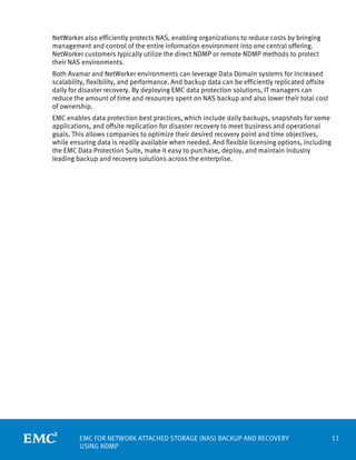 EMC for Network Attached Storage (NAS) Backup and Recovery Using NDMP | PDF