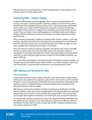 EMC for Network Attached Storage (NAS) Backup and Recovery Using NDMP ...