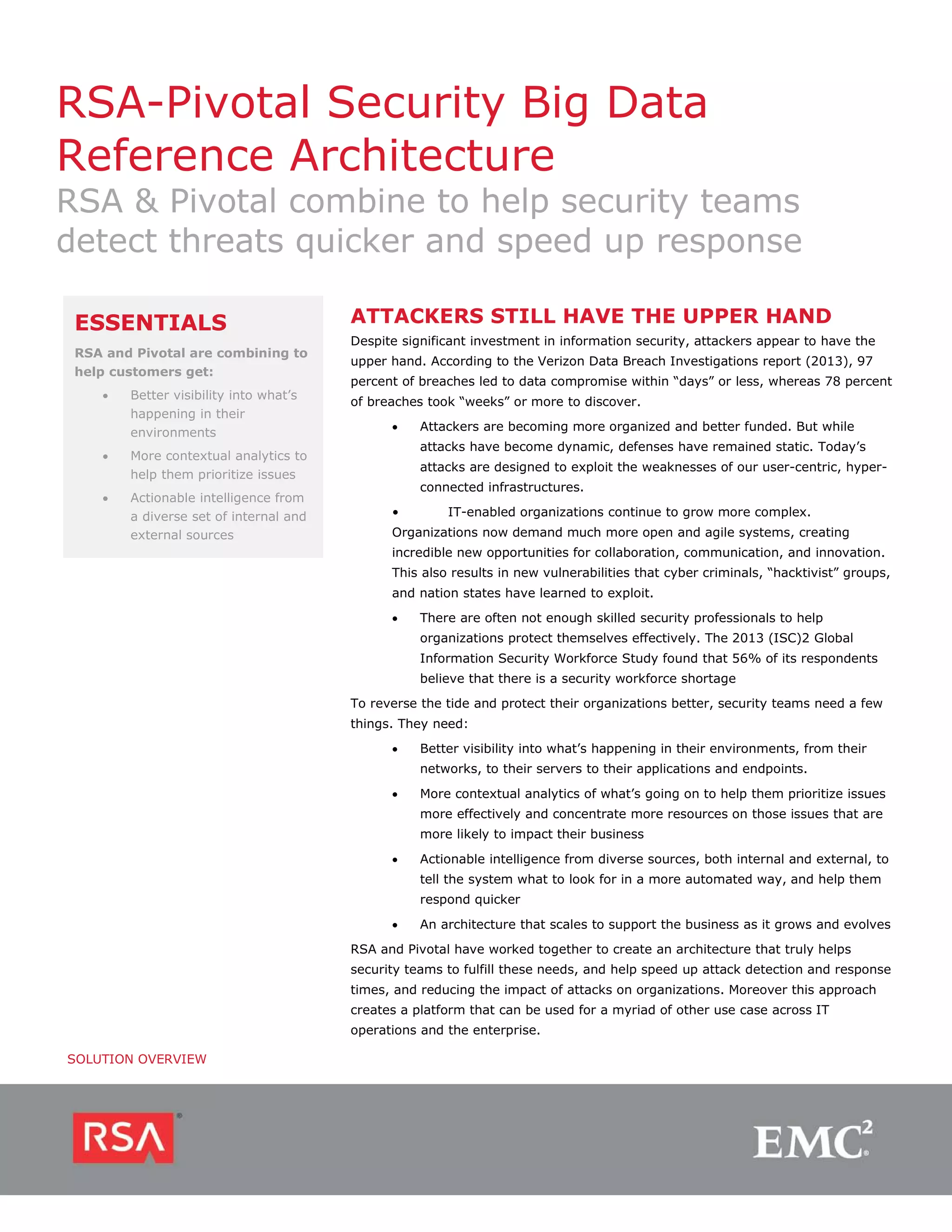 RSA-Pivotal Security Big Data Reference Architecture | PDF