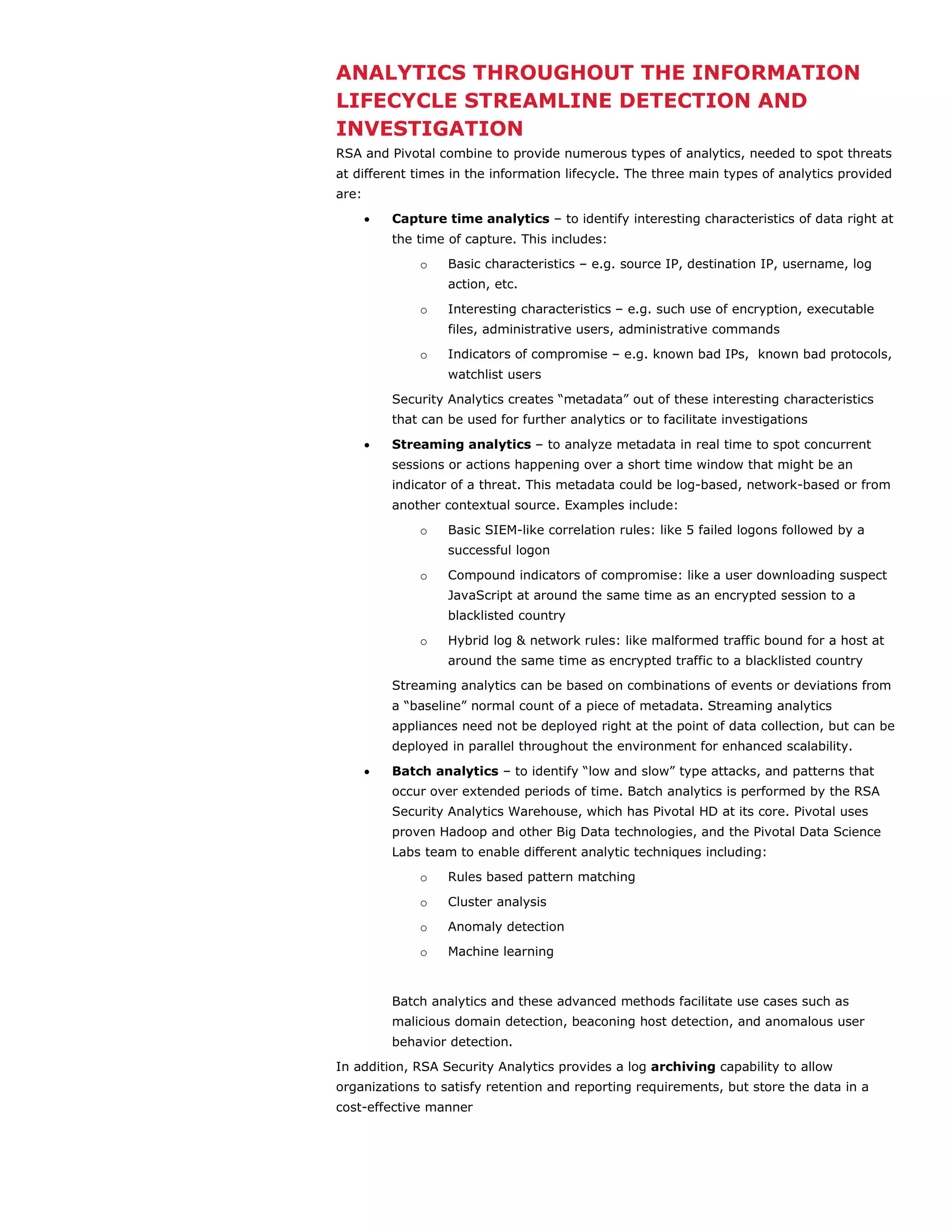 RSA-Pivotal Security Big Data Reference Architecture | PDF